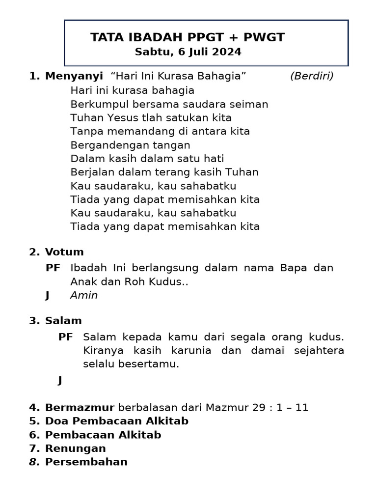 Tata Ibadah PPGT + PWGT | PDF