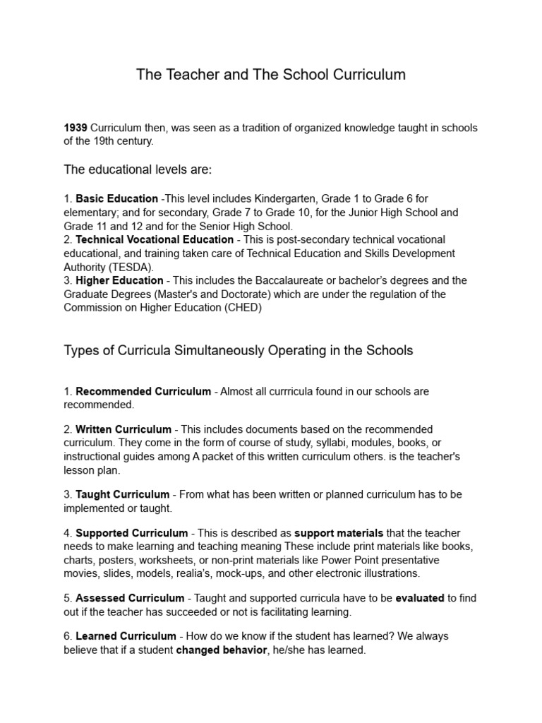 The Teacher and The School Curriculum | PDF | Curriculum | Teachers