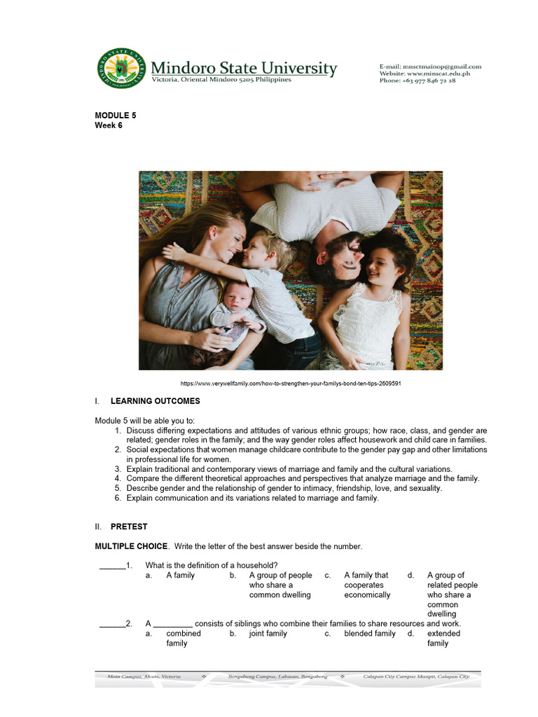 Lesson 5 - Gender and Families | PDF | Family | Marriage
