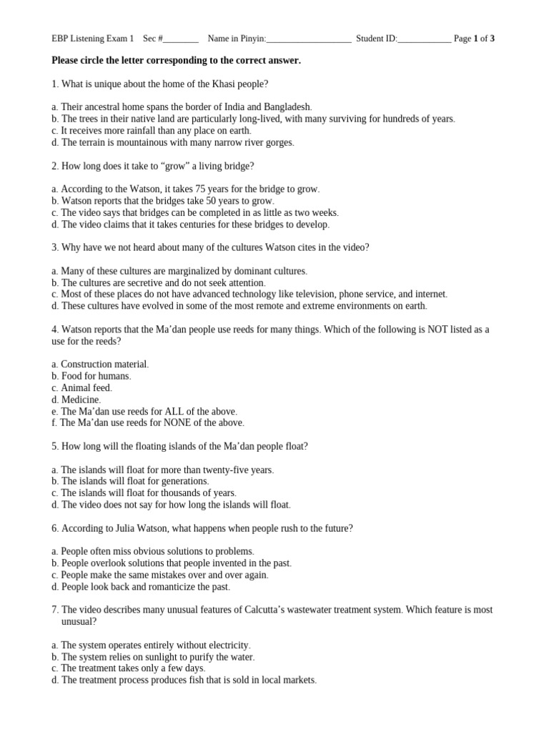 Listening Exam 1 Ancient Wisdom | PDF | Physical Geography ...