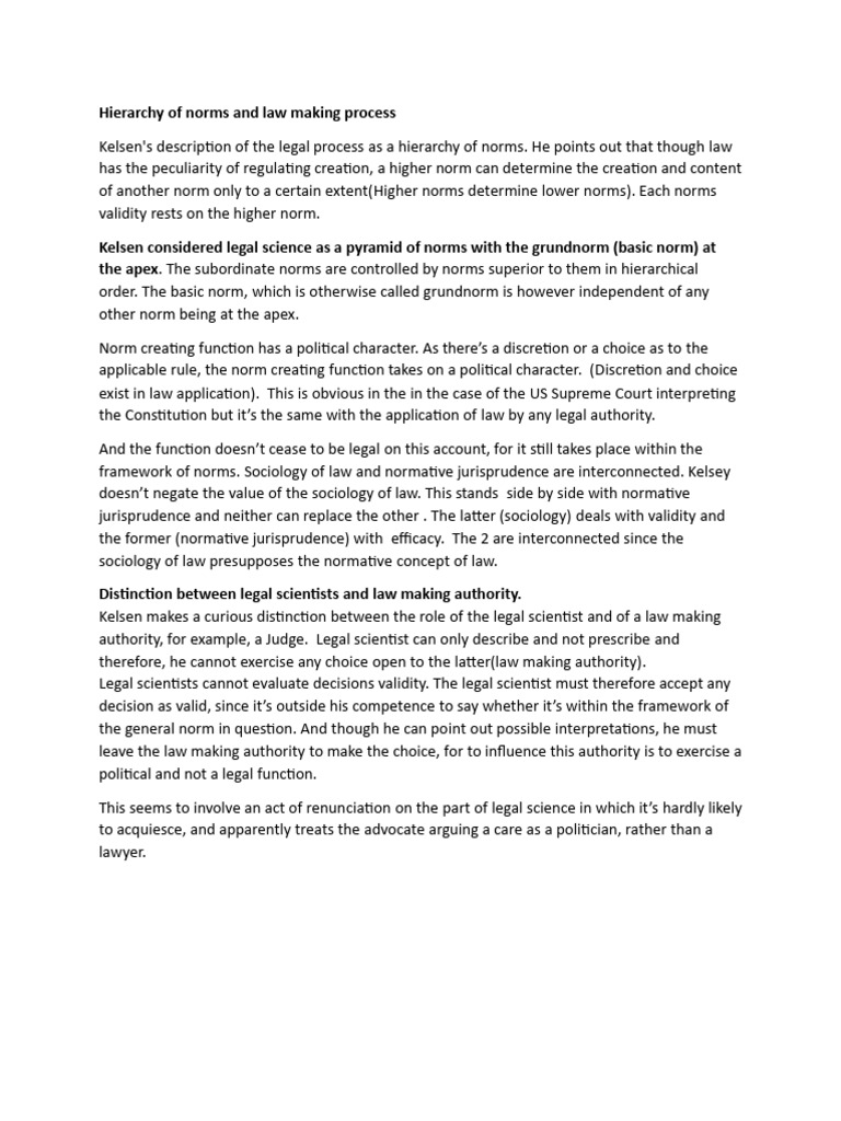 Kelsen's Hierarchy of Legal Norms Explained | PDF | Jurisprudence | Justice