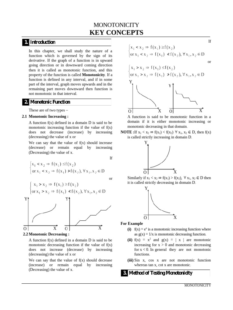 Application of Derivative (Monotonicity) Concept | PDF | Monotonic Function | Function (Mathematics)