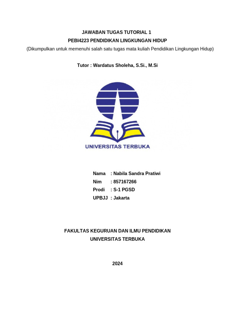 Jawaban Tugas Tutorial 1 PLH | PDF