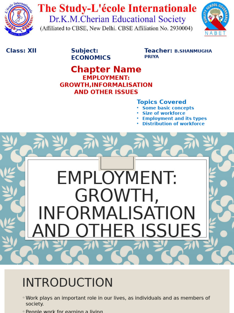 Employment Growth and Informalisation Issues | PDF | Unemployment ...