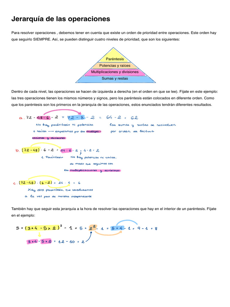 Jerarquía de Las Operaciones | PDF | Aritmética | Matemáticas