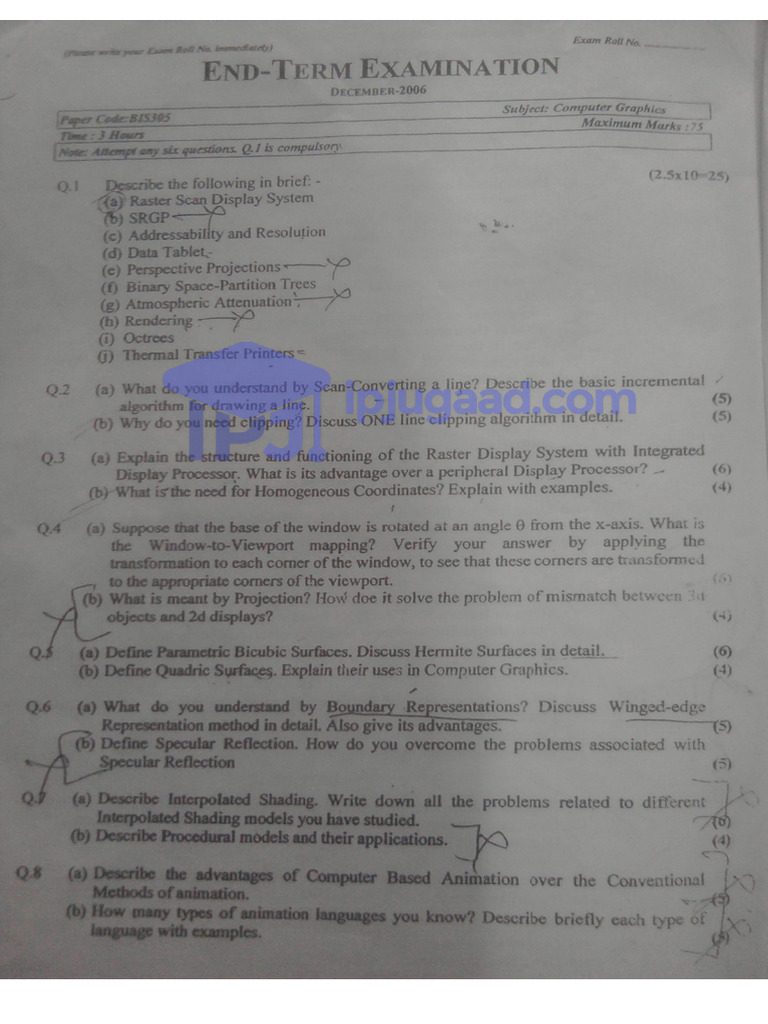 Ipjugaad - Computer Graphics Previous Year Papers | PDF Ipjugaad - Computer Graphics Previous Year Papers | PDF