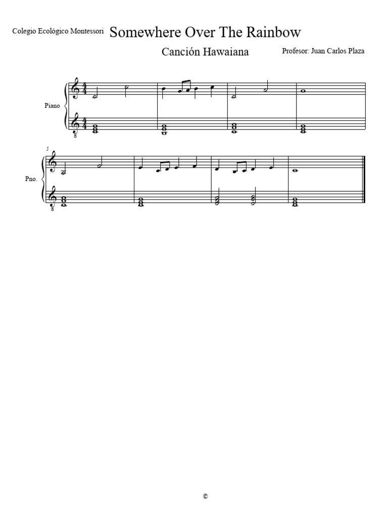 Somewhere Over The Rainbow PIANO | PDF