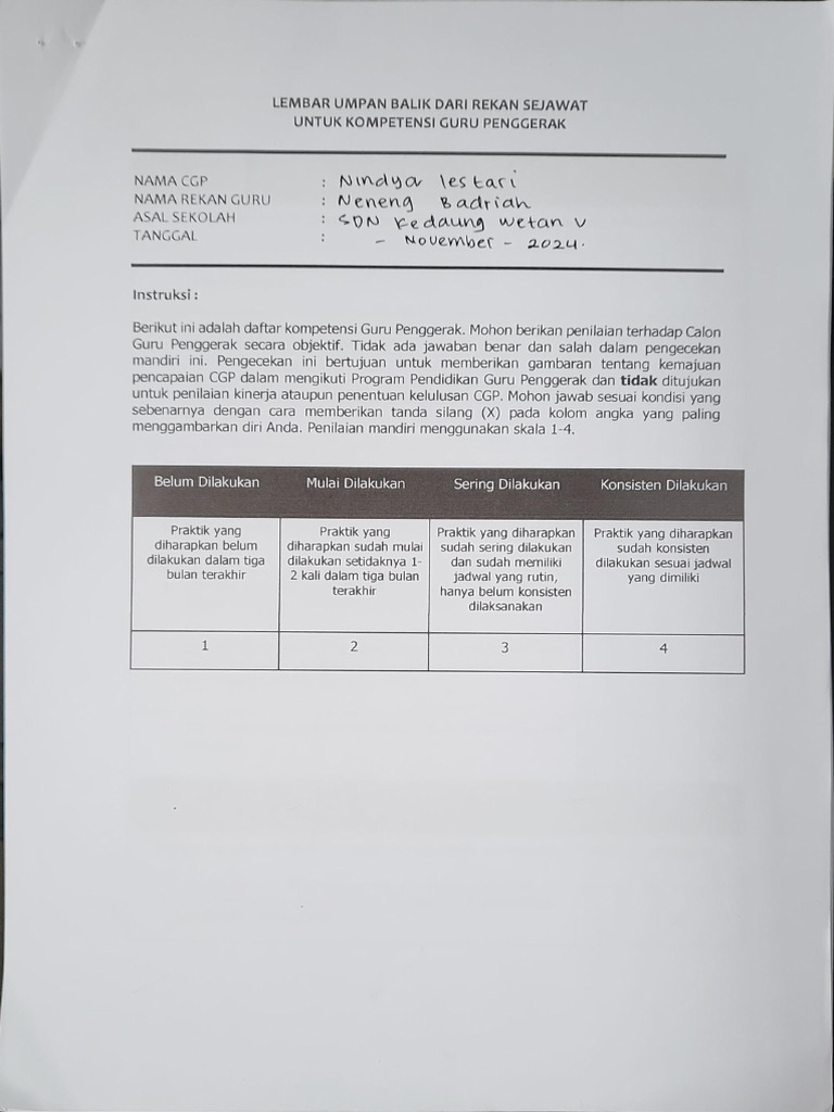 Umpan Balik Bu Neneng Badriah | PDF