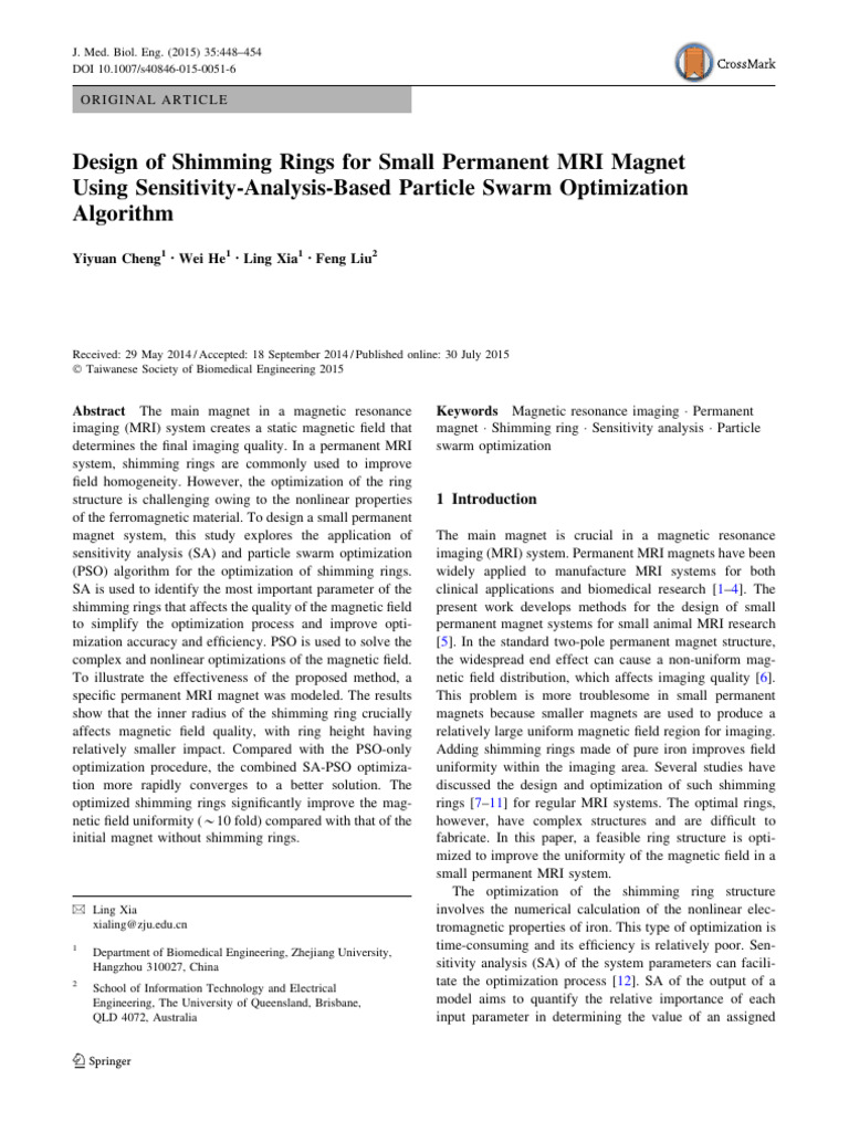 Shimming Rings PSO | PDF | Sensitivity Analysis | Magnetic Resonance ...