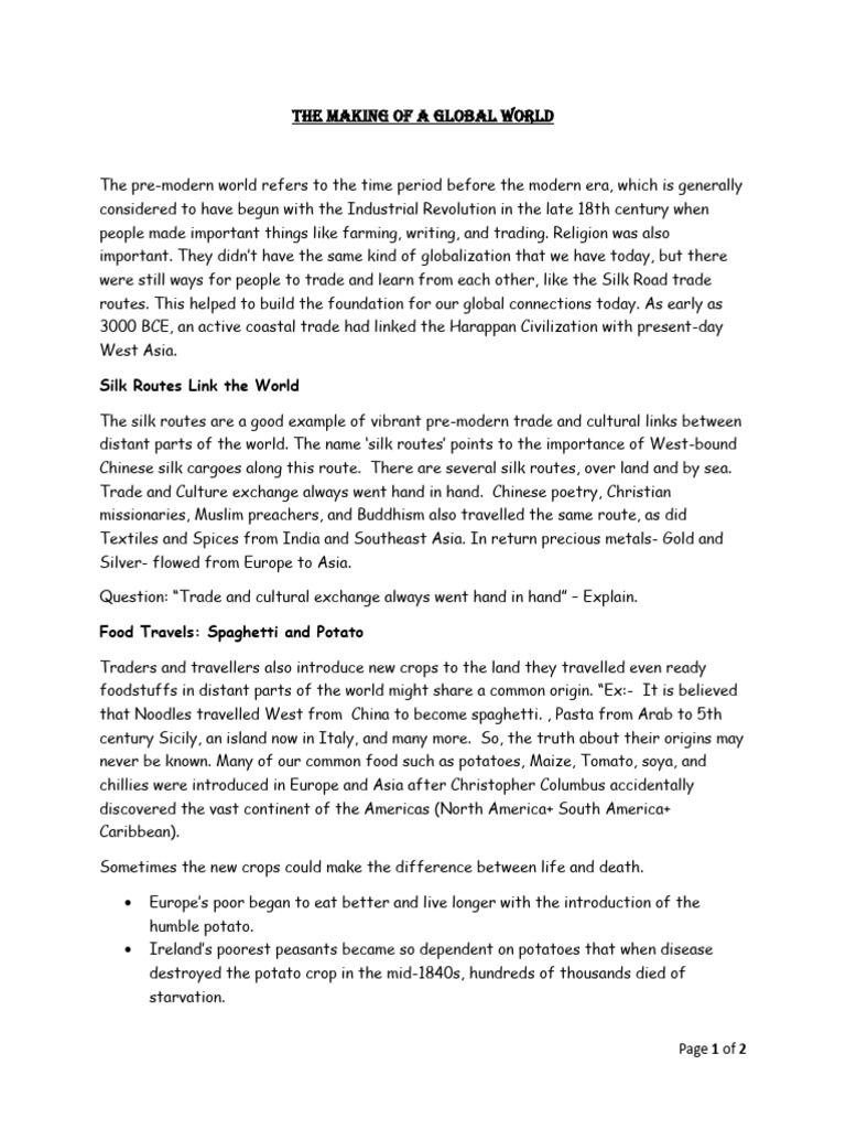 The Making of A Global World | PDF | Silk Road | Trade