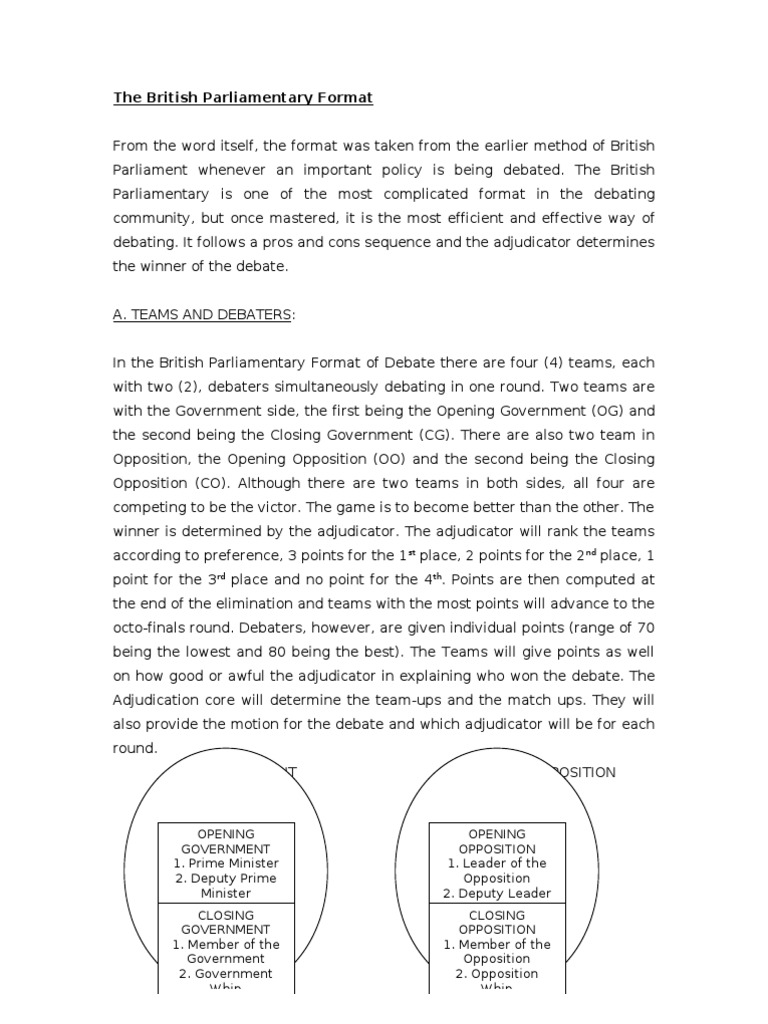 The British Parliamentary Format | PDF