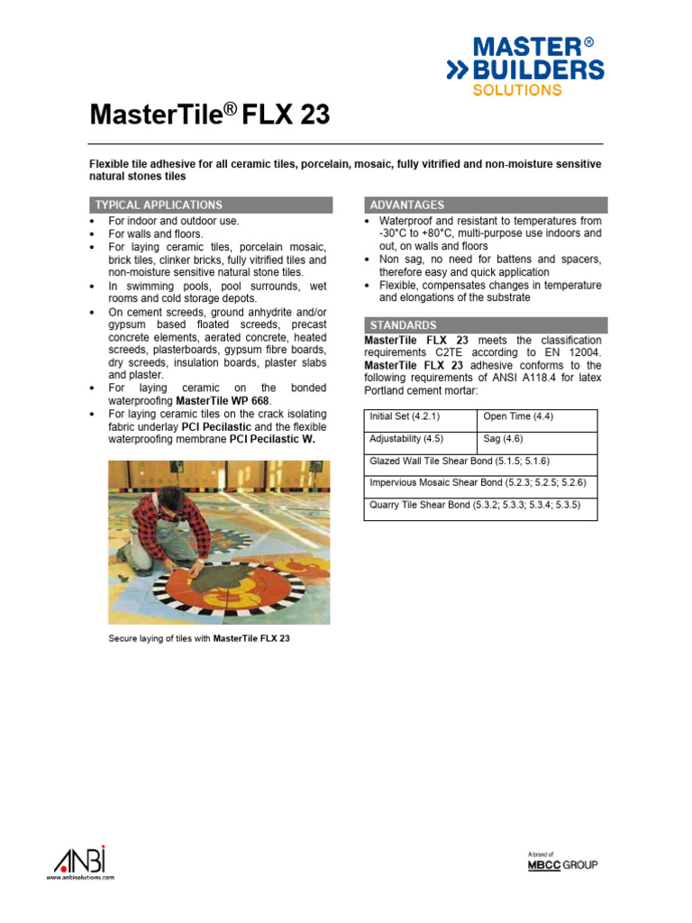 TDS Mastertile FLX 23 | PDF | Tile | Concrete