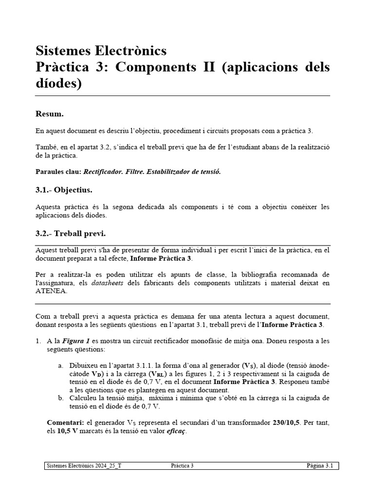 Pràctica 3 STI (Components II - Aplicacions - Díodes) (Rev 2024 - 25 ...