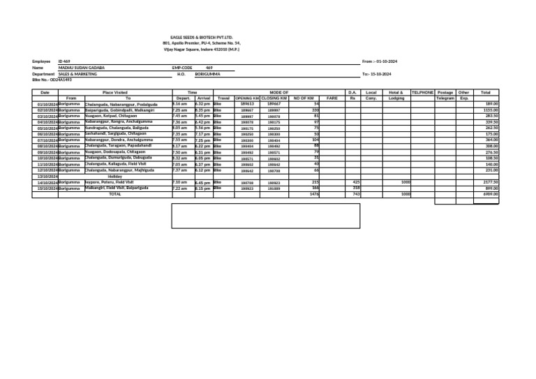 Format For Ta Bills (1) - 1 | PDF