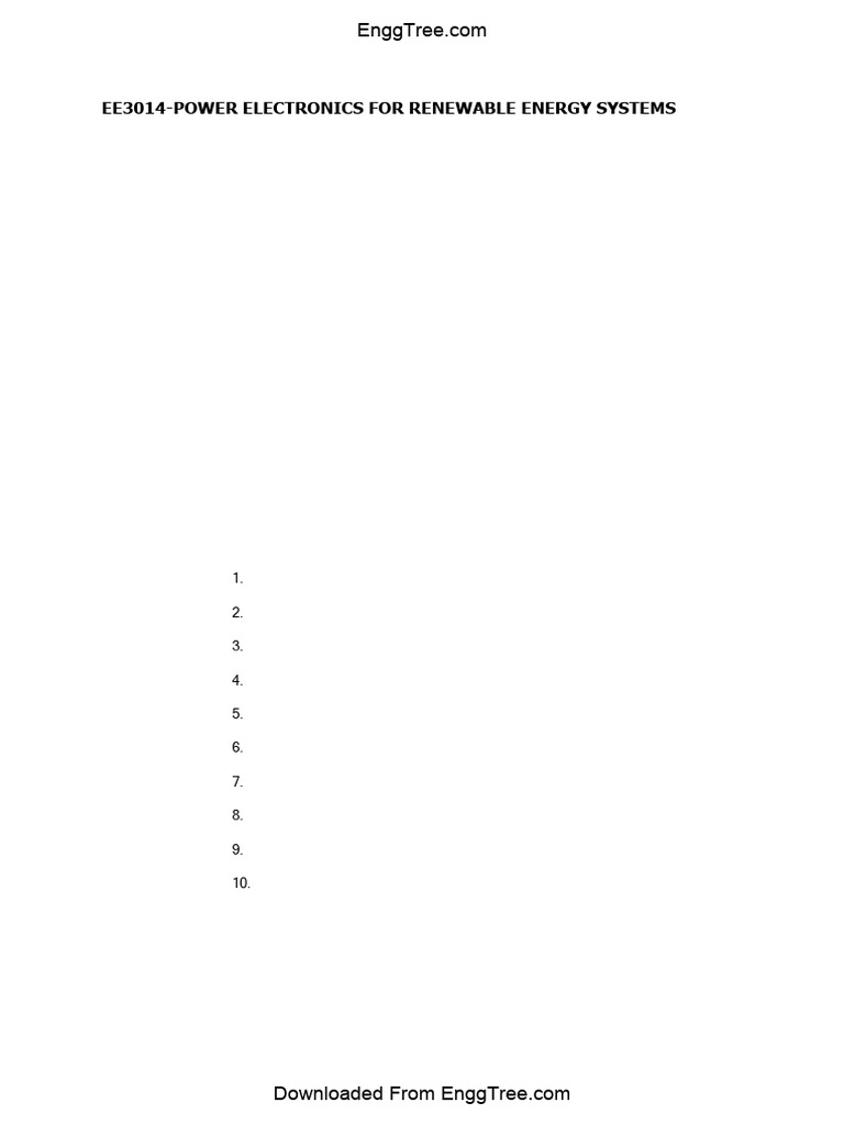 EE3014 Power Electronics For Renewable Energy Systems Lecture Notes 1 ...