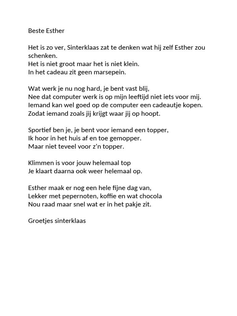 Sinterklaas Gedicht | PDF