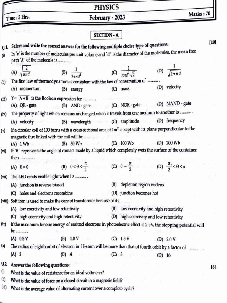 2023 Physics Question Paper | PDF