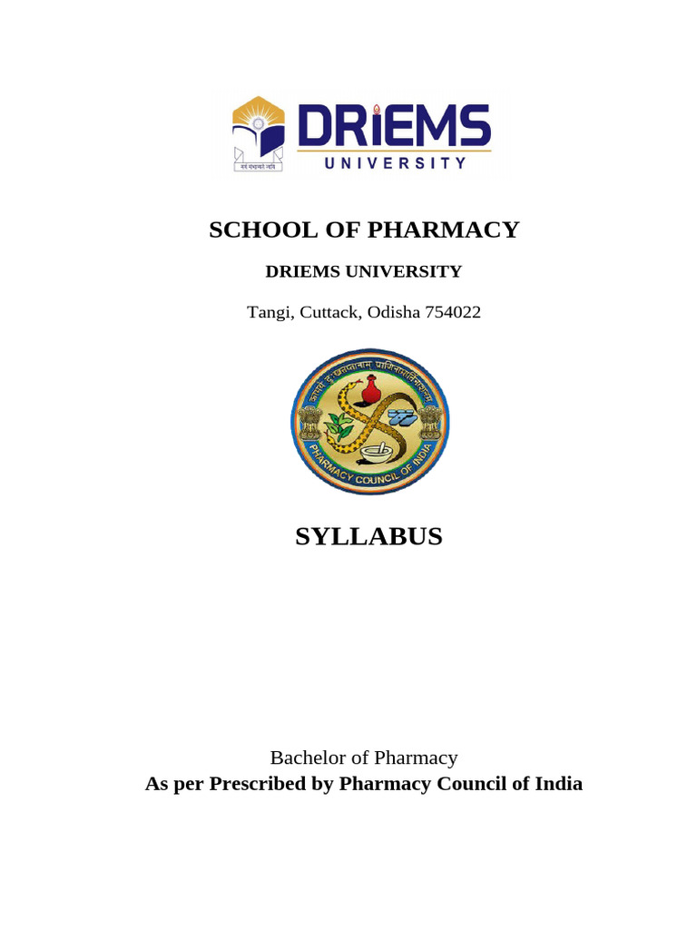 B.Pharm Syllabus | PDF | Pharmacy | Multiple Choice
