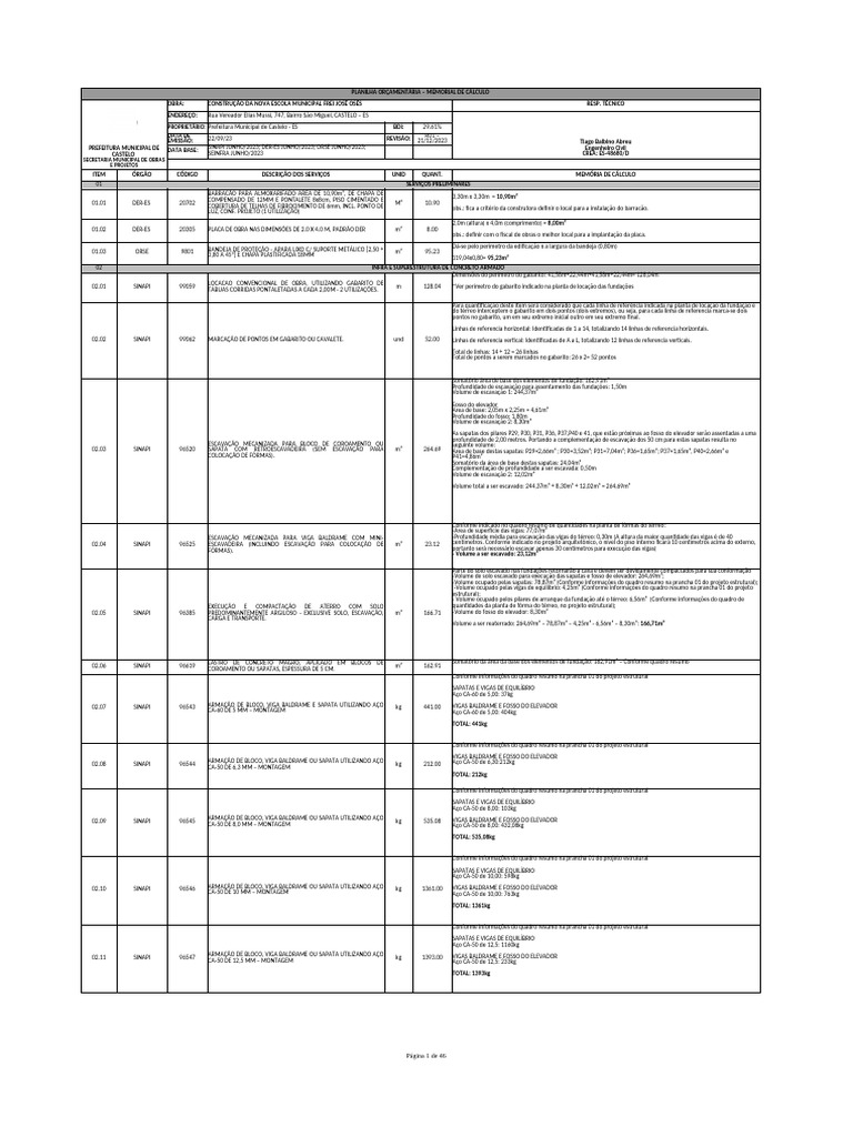 Planilha Frei José Final - R01 | PDF | Viga | Elementos arquitetônicos