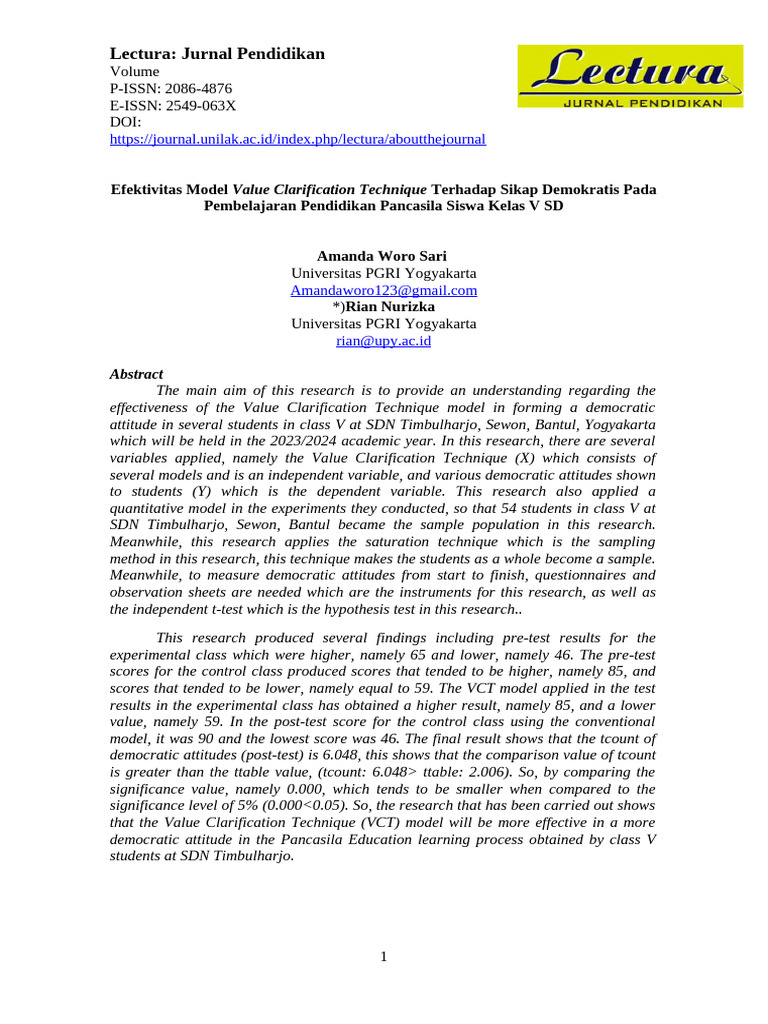 Lectura: Jurnal Pendidikan | PDF