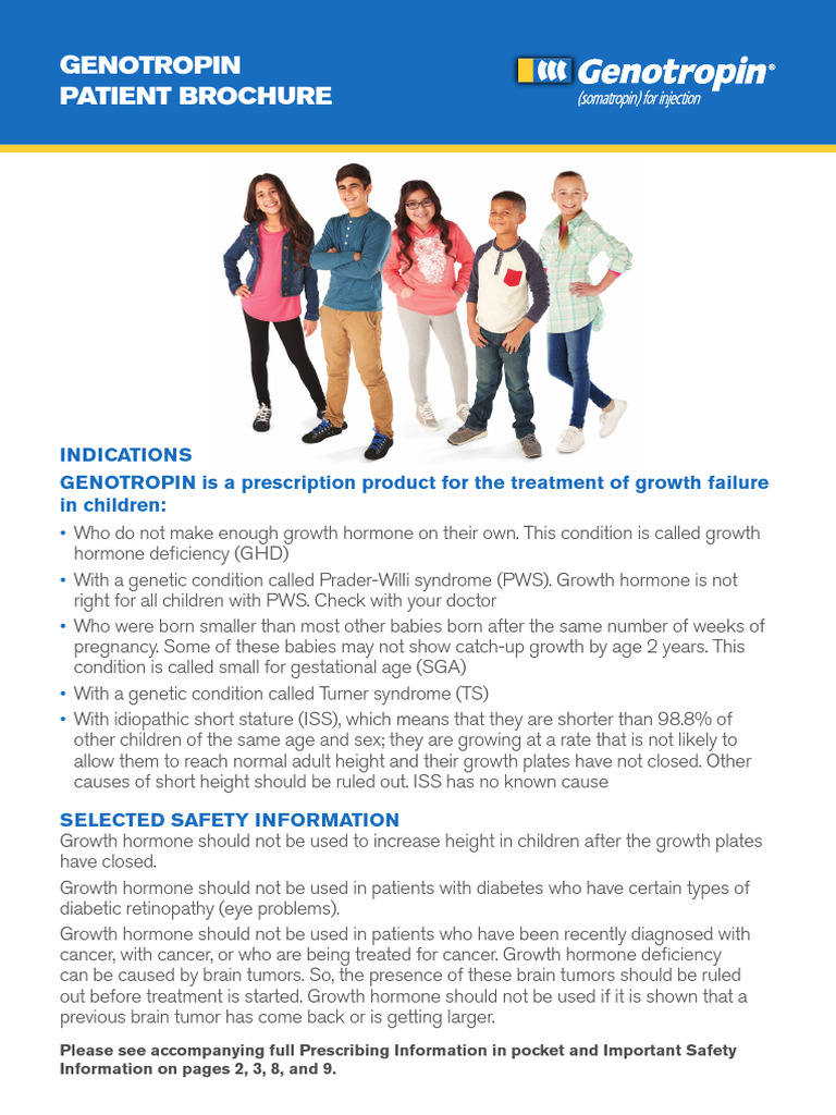 Genotropin Patient Indications Brochure READER DR3 | PDF | Growth ...