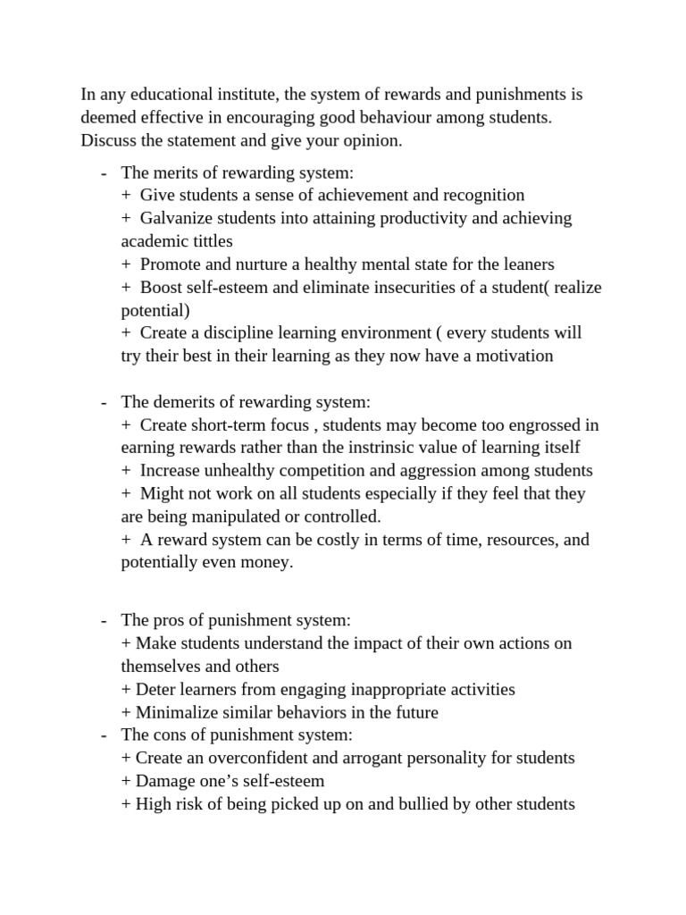 Rewards vs. Punishments in Education | PDF