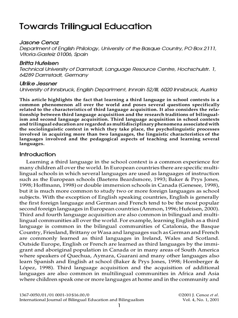 Trilingual Education Insights | PDF | Second Language | Multilingualism