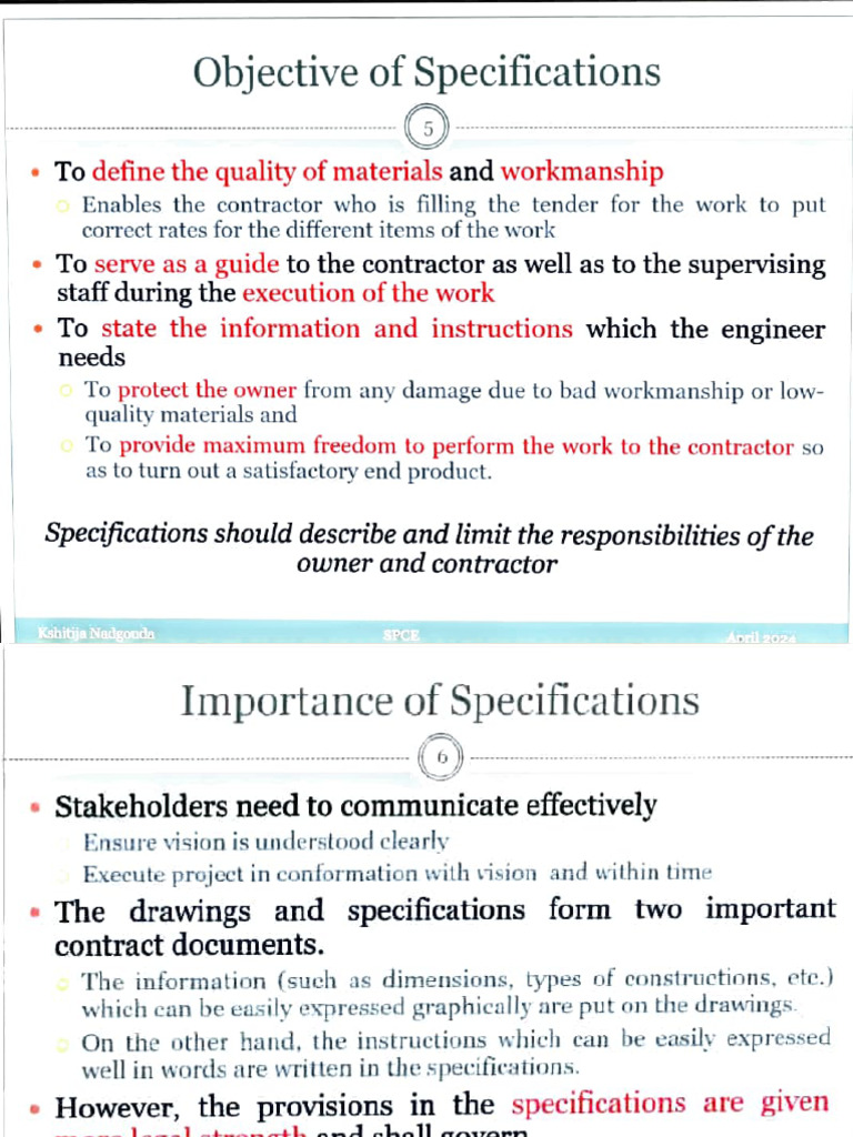 Specification Notes | PDF | Specification (Technical Standard)