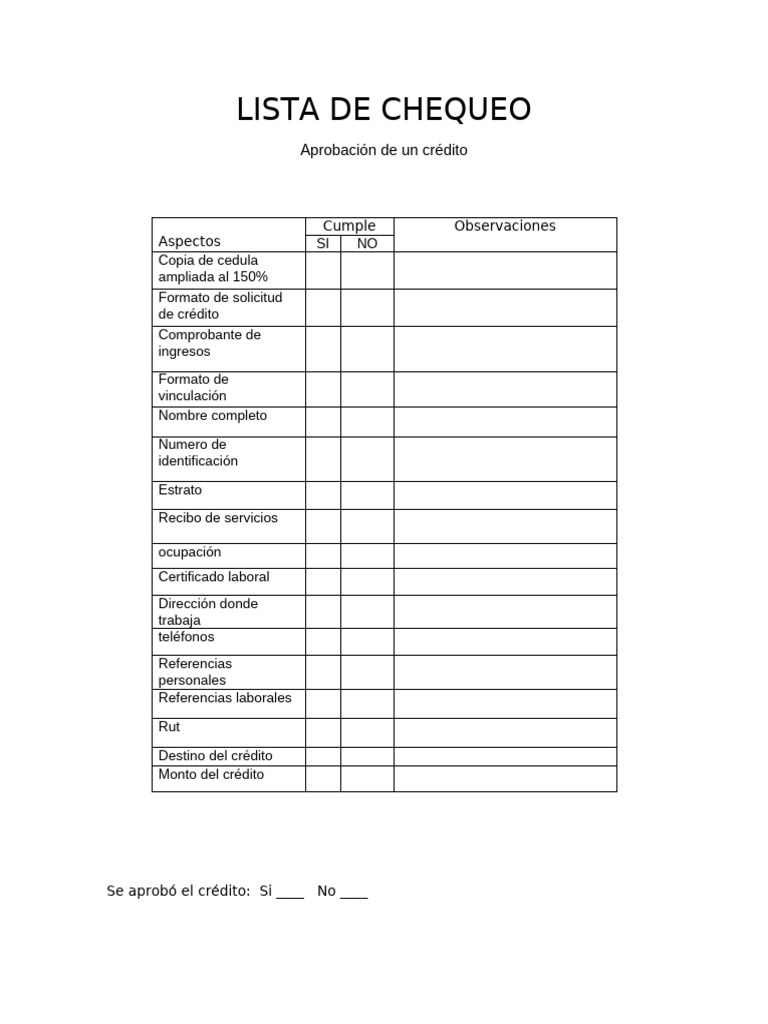 Lista de Chequeo | PDF