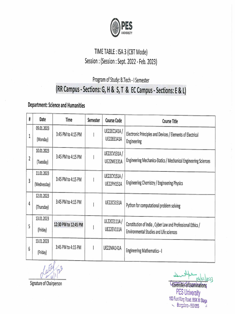 Pes Isa 4 Timetable | PDF