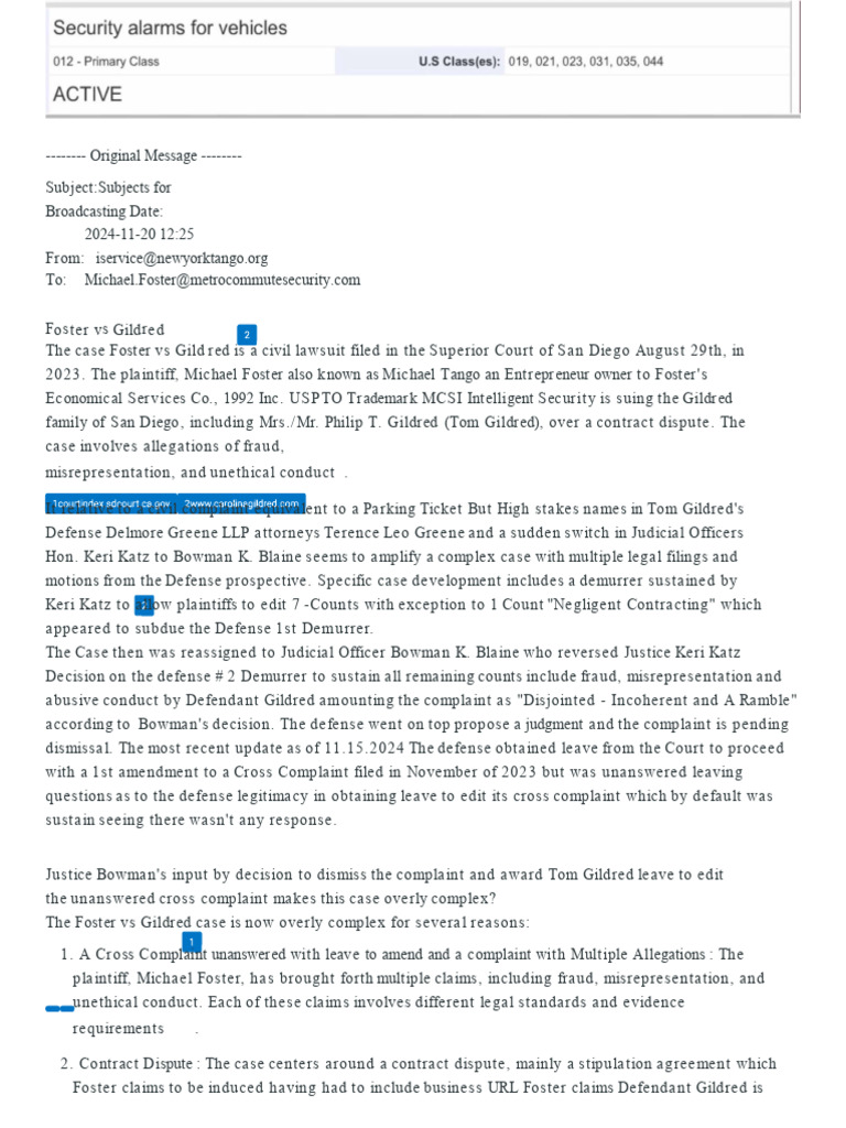 Complex Legal Battle: Foster vs. Gildred | PDF | Demurrer | Public Law