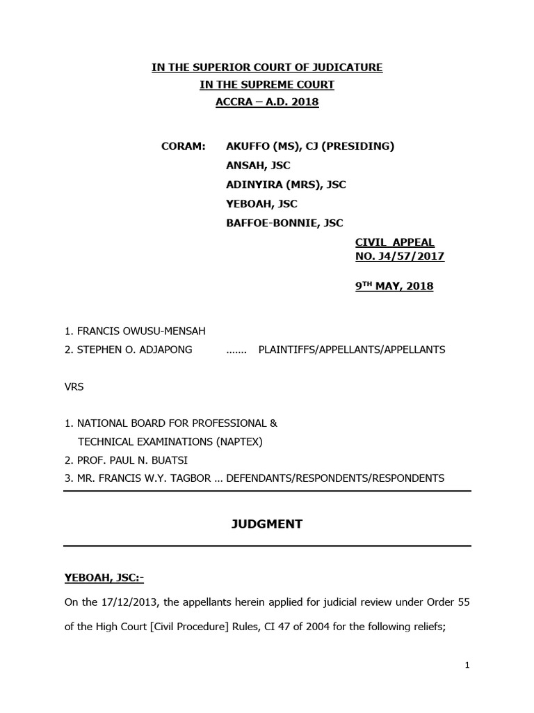 Francis Owusu Mensah Anor. Vrs National Board For Professional ...