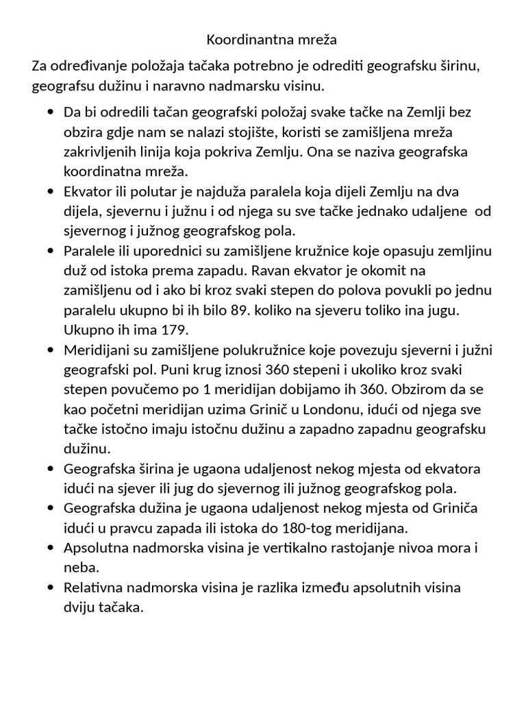 Koordinantna Mreža | PDF