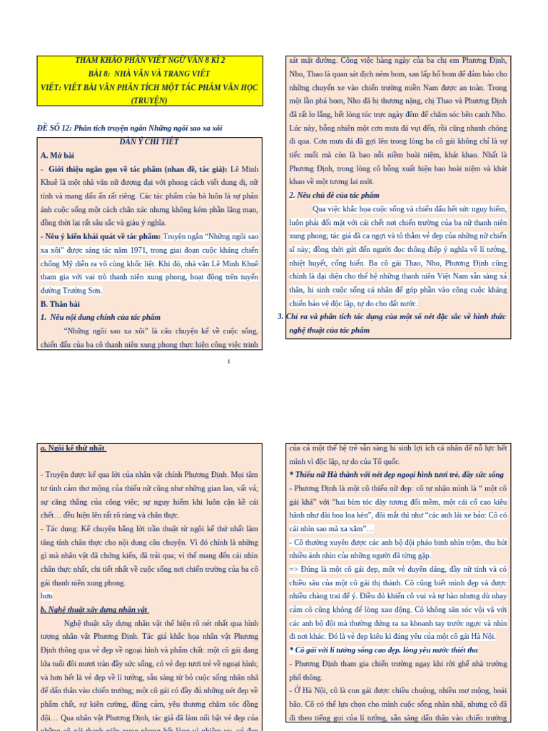 THAM KHẢO PHẦN VIẾT NGỮ VĂN 8 KÌ 2-KNTT | PDF