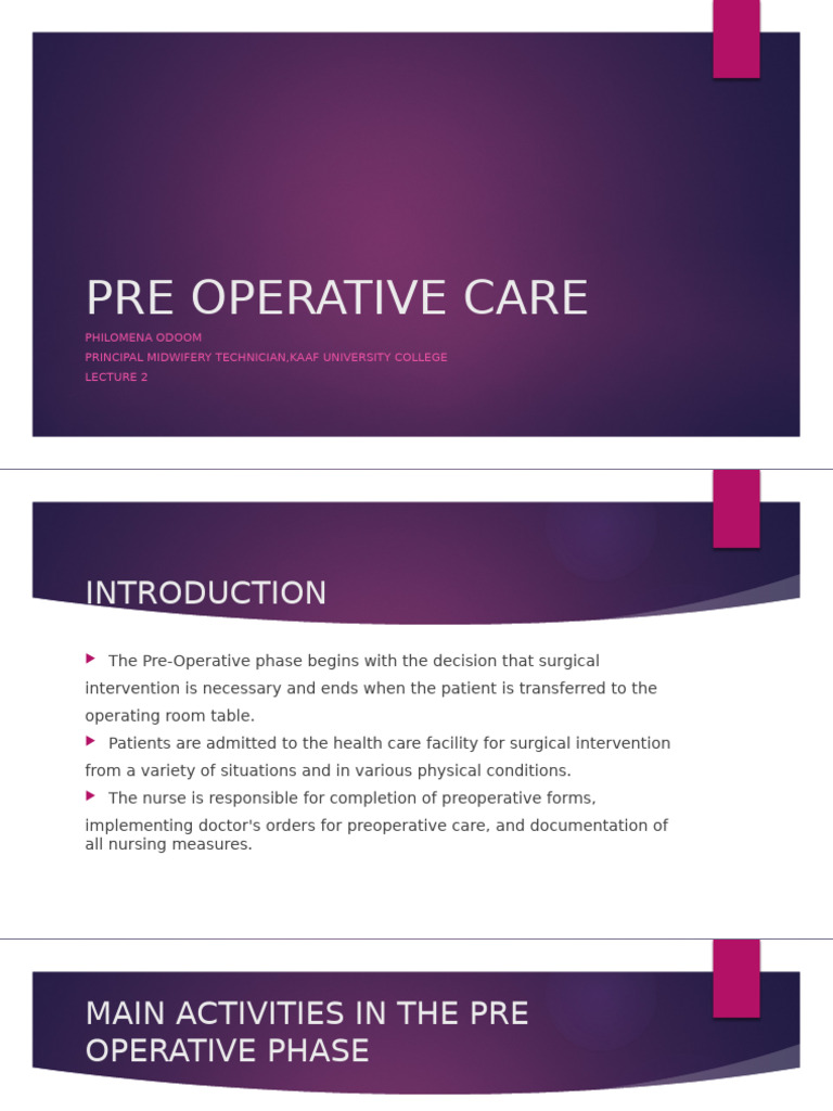Preoperative Care Lecture 2 | PDF | Surgery | Informed Consent