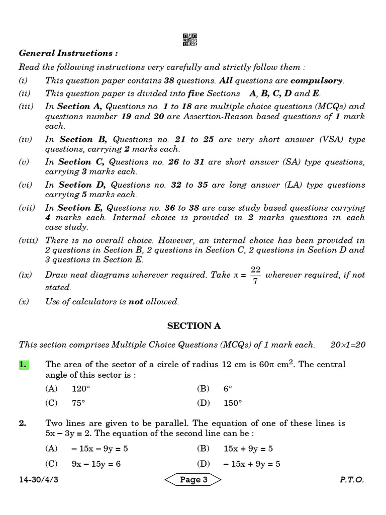 30 4 3 (Mathematics Standard) Removed | PDF | Circle | Area