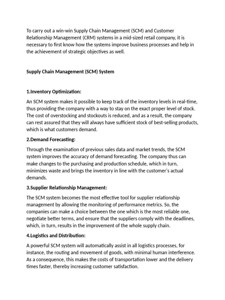 Supply Chain Management (SCM) System | PDF | Supply Chain Management ...