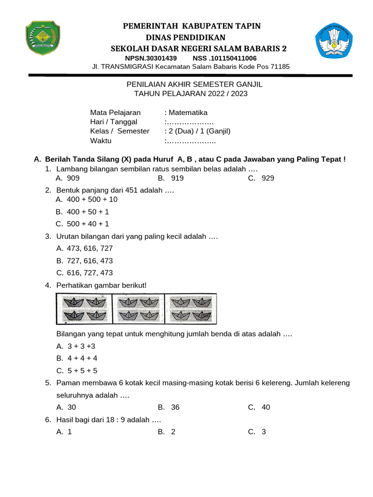 Uas - MTK - KLS 2 | PDF