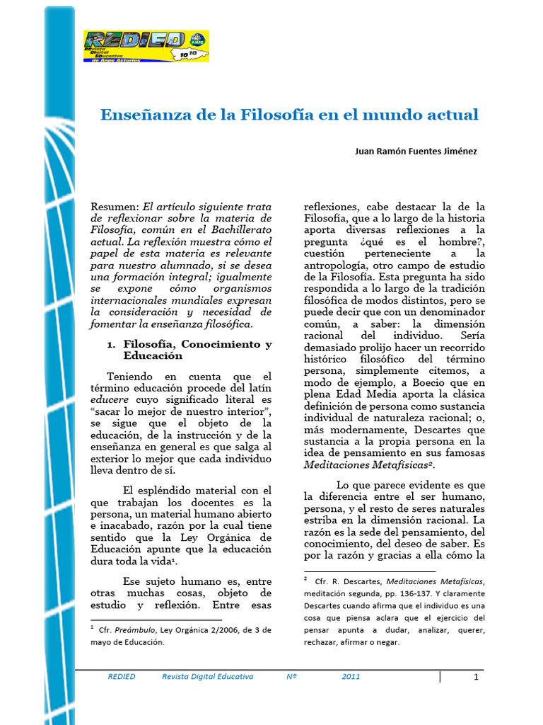 Enseñanza de La Filosofia en El Mundo Actual | PDF | Metafísica | René ...