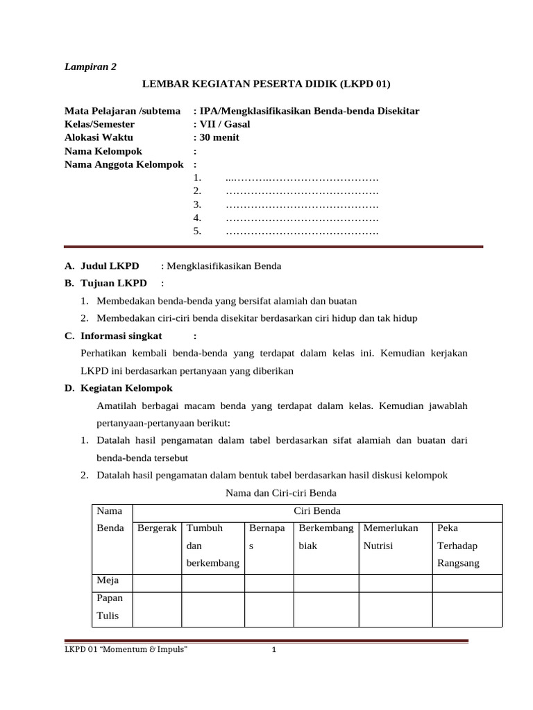 LKPD KD 3.2 Pertemuan 1 | PDF