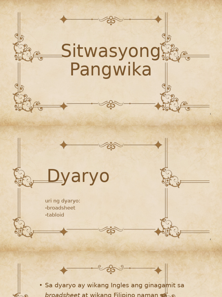 Sitwasyong Pangwika (Dyaryo) | PDF