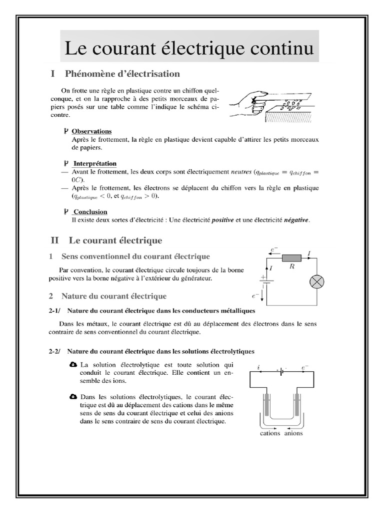 Le Courant Electrique Continu | PDF