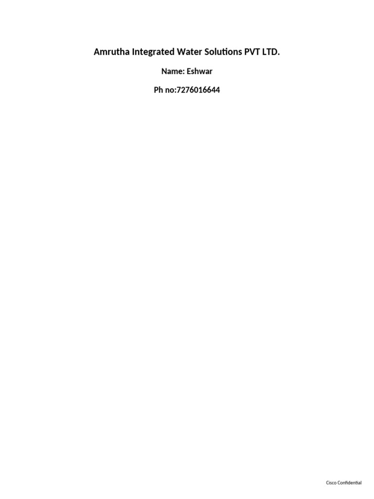 Amrutha Integrated Water Solutions PVT LTD | PDF