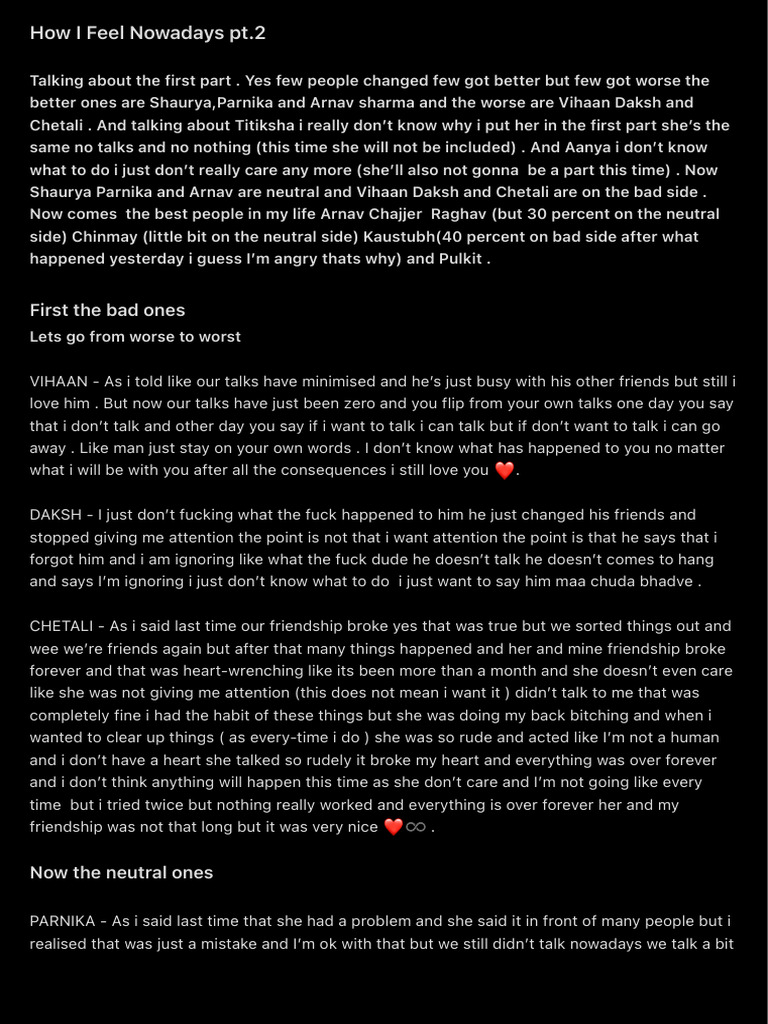 Friendship Struggles and Support | PDF