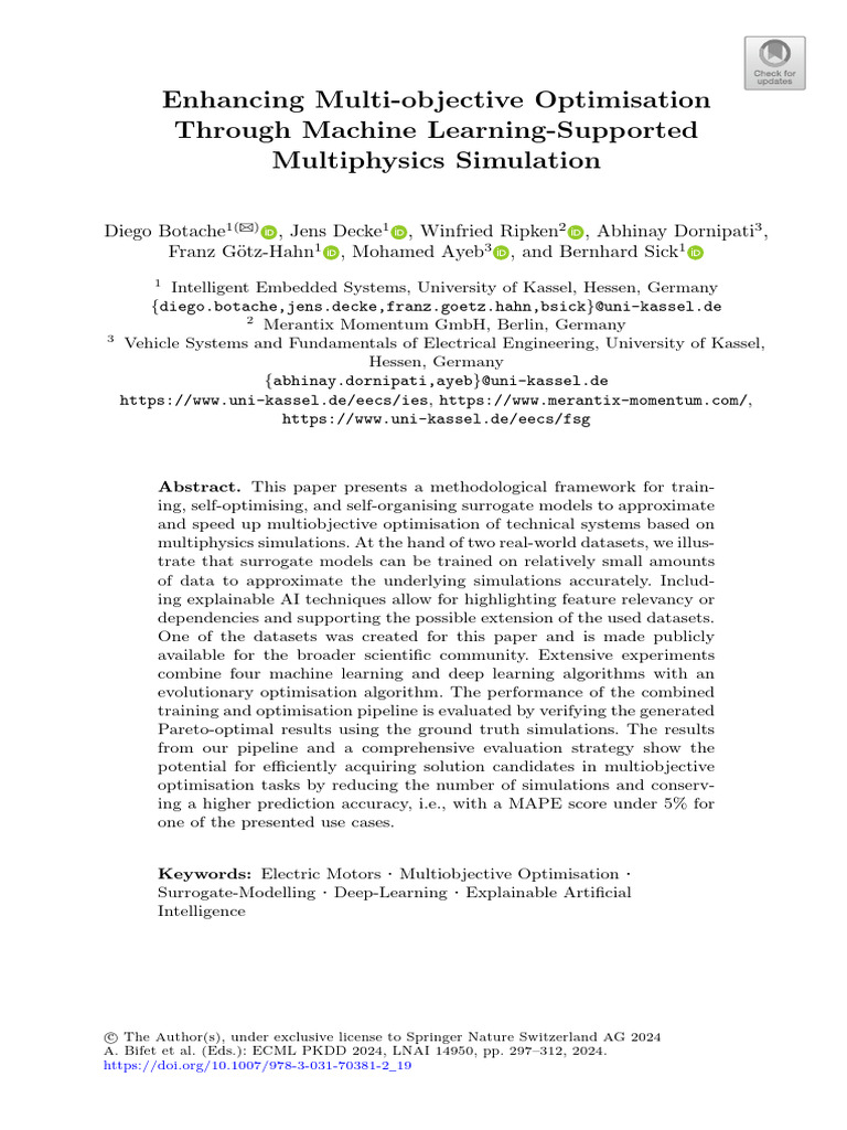 Enhancing Multi-Objective Optimisation Through Machine Learning-Supported Multiphysics ...