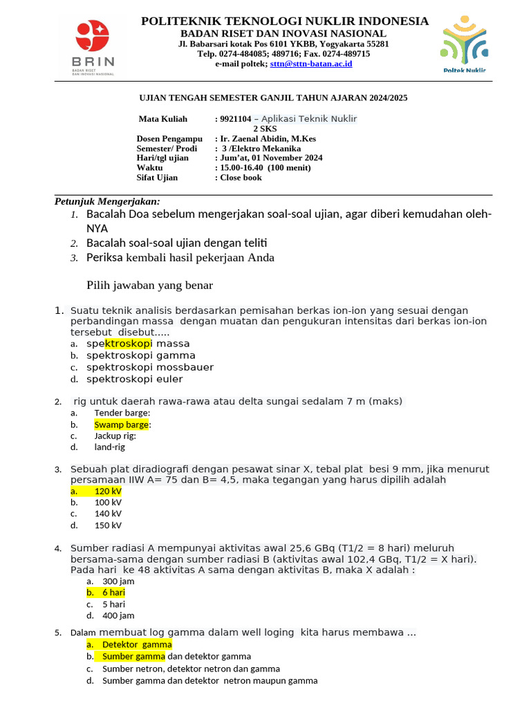 Soal Uts Atn 2024 | PDF