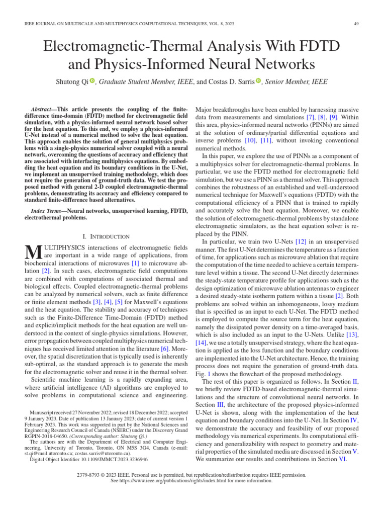 Electromagnetic-Thermal Analysis With FDTD and Physics-Informed Neural Networks | PDF ...