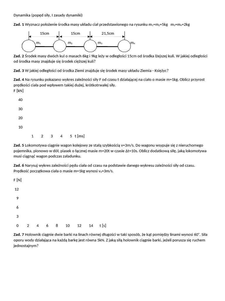 Zadania Dynamika | PDF