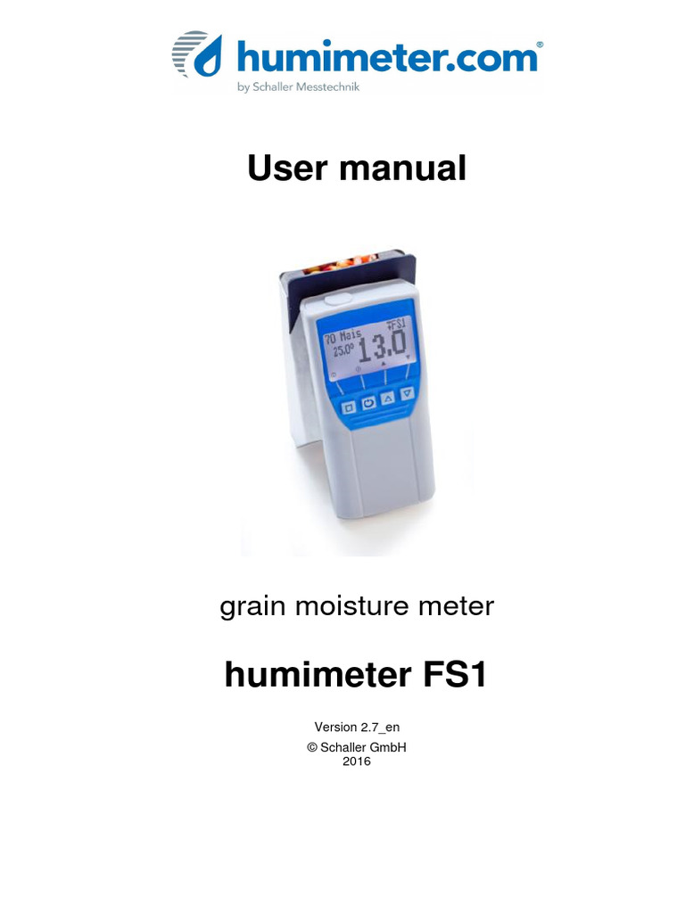 Manuale Uso Humimeter FS1 - 2.7 - en | PDF | Calibration | Temperature