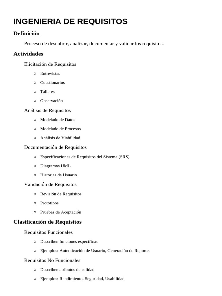 Mapa de Ingeniería de Requisitos | PDF